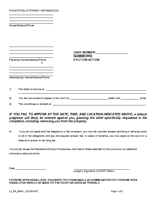 AZ Summons - PDFSimpli