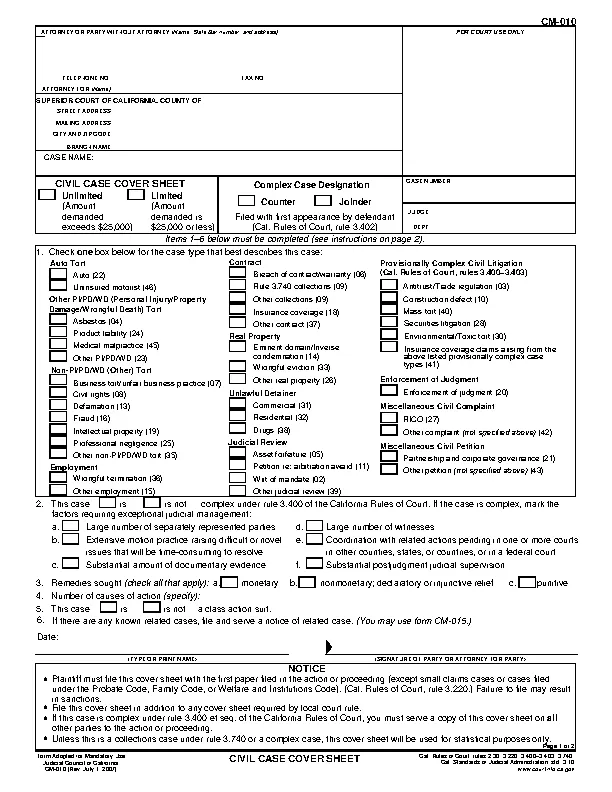 CA Coversheet - PDFSimpli