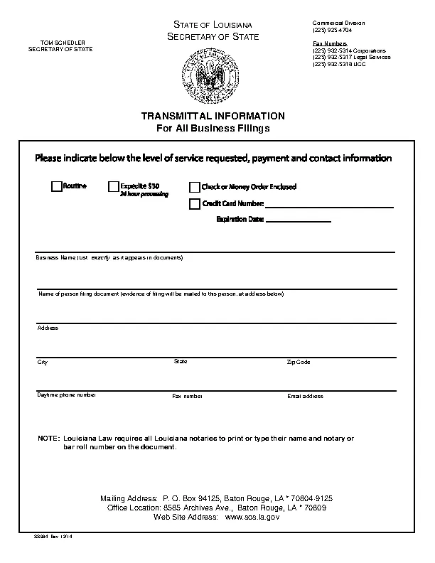 Louisiana Application for Authority - PDFSimpli