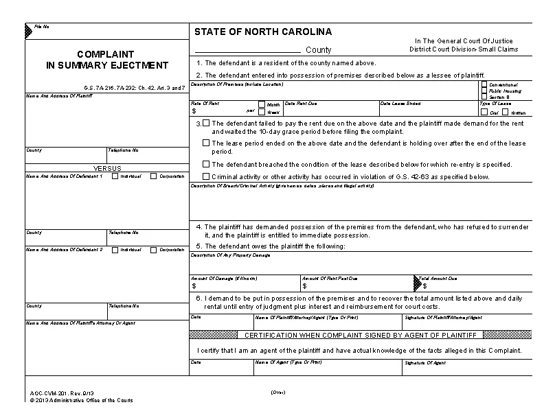 NC Complaint - PDFSimpli
