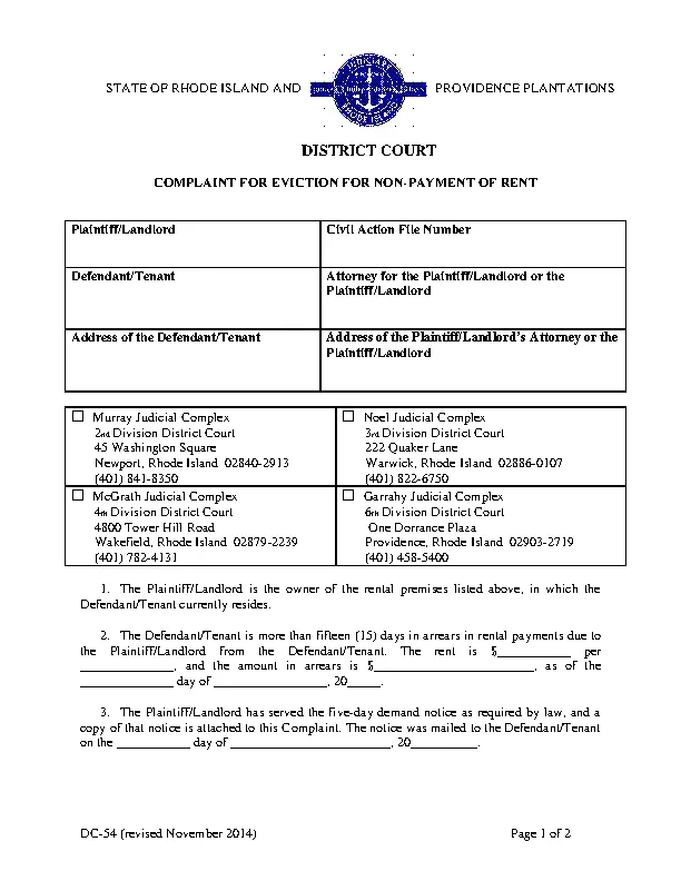 RI Complaint for non payment - PDFSimpli