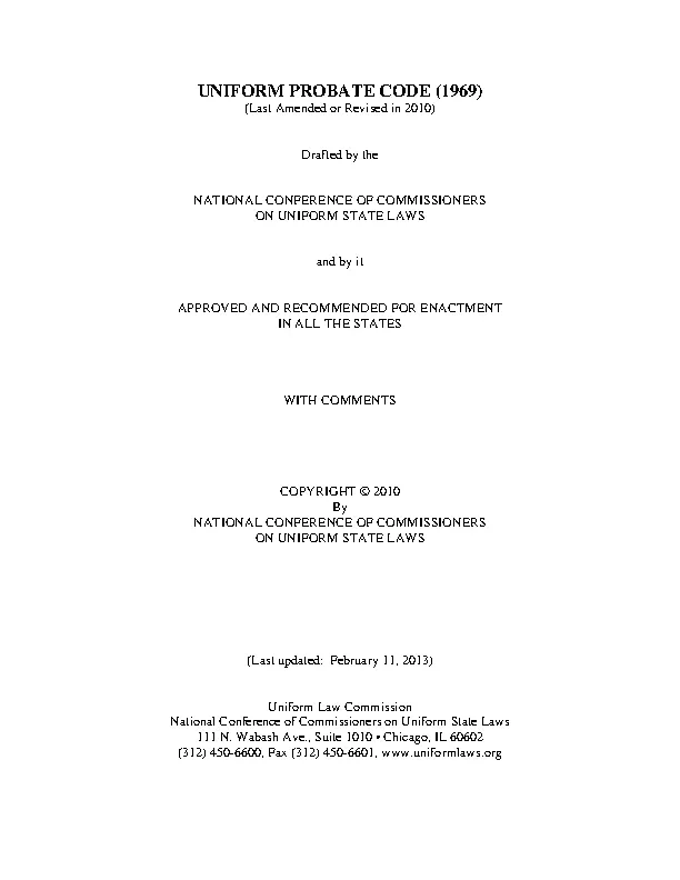 Uniform Probate Code Revised 2010 - PDFSimpli