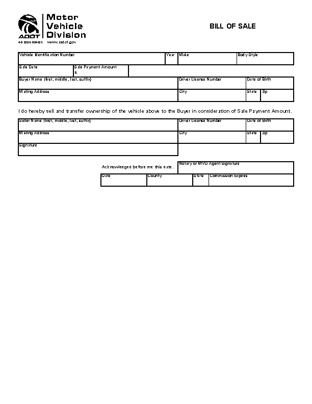 arizona motor vehicle power of attorney form 48 2004 r0405 - PDFSimpli