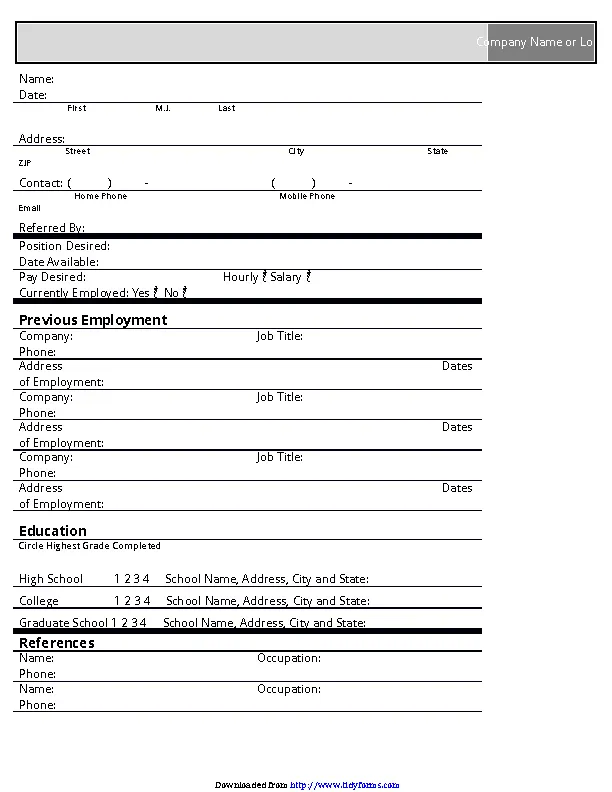 Basic Job Application 3 - PDFSimpli