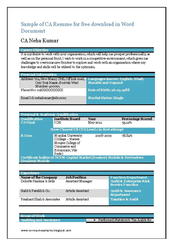 Beautiful Resume For Ca Sample 2 - PDFSimpli