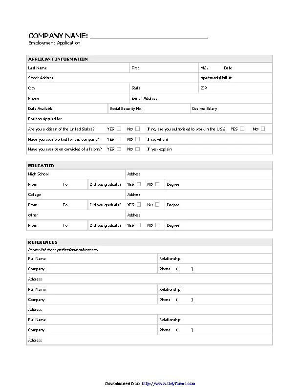 Blank Job Application 3 - PDFSimpli