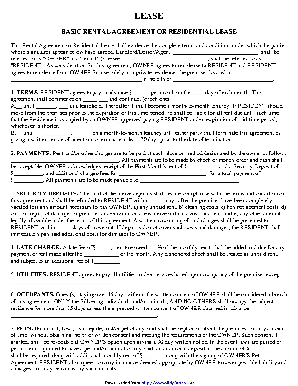 Blank Lease Agreement 2 - PDFSimpli