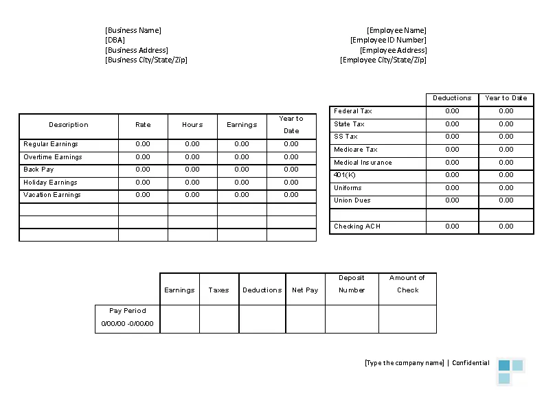 Blank Pay Stub Template PDFSimpli