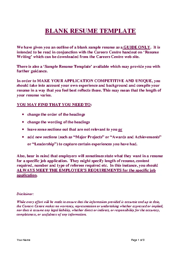 Blank Resume Writing Template Example - PDFSimpli