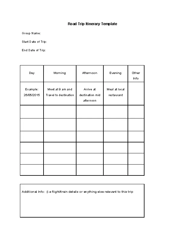 Blank Road Trip Itinerary Template Free Download PDFSimpli Blank Road Trip Itinerary Template Free Download PDFSimpli