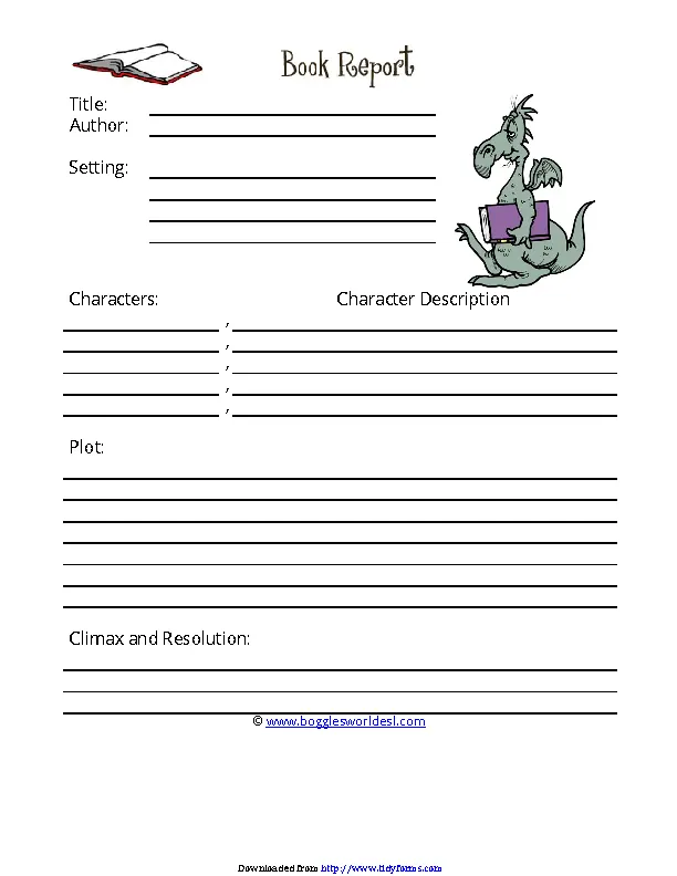 Book Report Template 3 - PDFSimpli