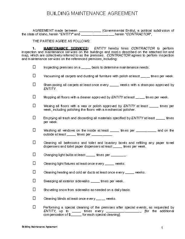Building Maintenance Agreement - PDFSimpli