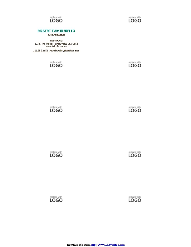 Business Cards Horizontal Layout With Logo 10 Per Page - PDFSimpli