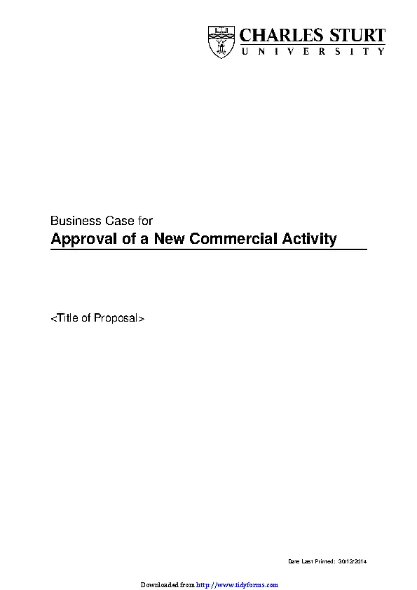 Business Case For Approval Of A New Commercial Activity - PDFSimpli