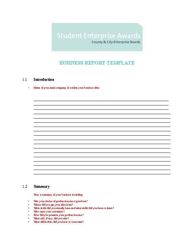 Business Report Template Word - PDFSimpli
