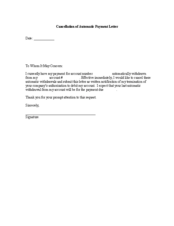Cancellation Of Automatic Payment Letter PDFSimpli Cancellation Of Automatic Payment Letter PDFSimpli