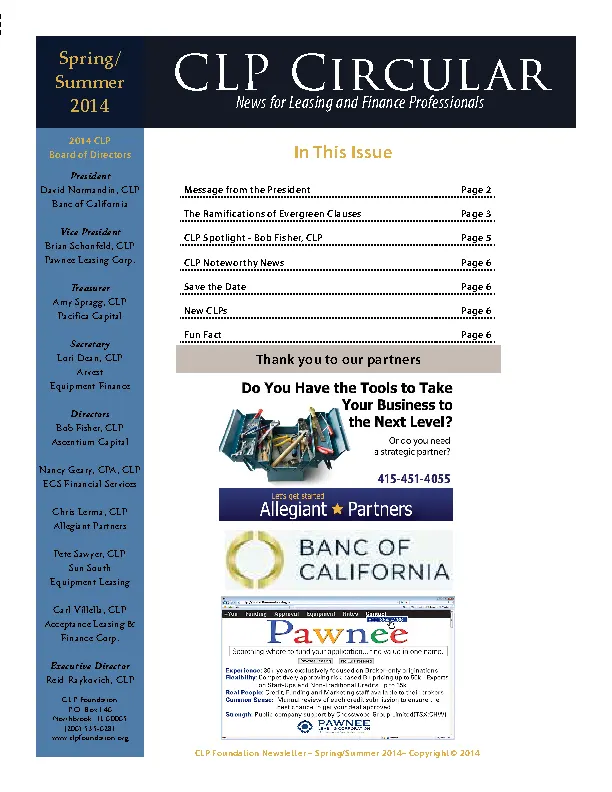 Certified Lease And Finance Professionals Newsletter - PDFSimpli