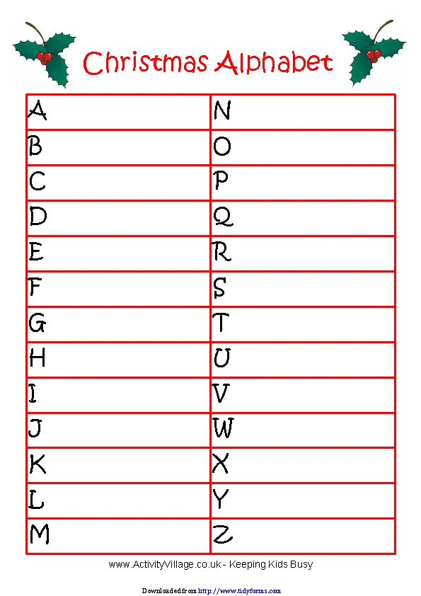 Christmas Alphabet Challenge - PDFSimpli