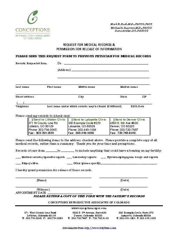 Colorado Medical Records Release Form 1 - PDFSimpli