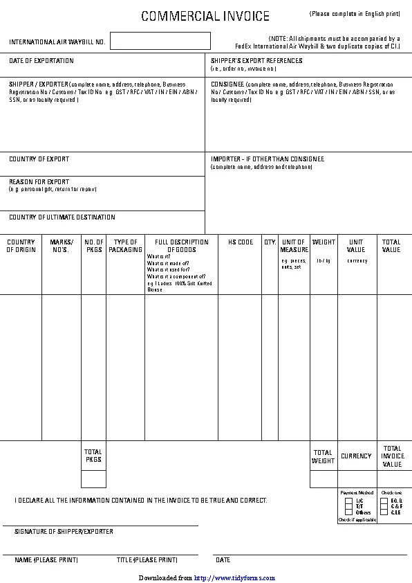 Commercial Invoice Template 2 - PDFSimpli