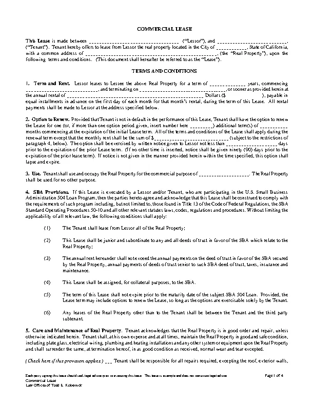 Commercial Lease Agreement Template1 - PDFSimpli