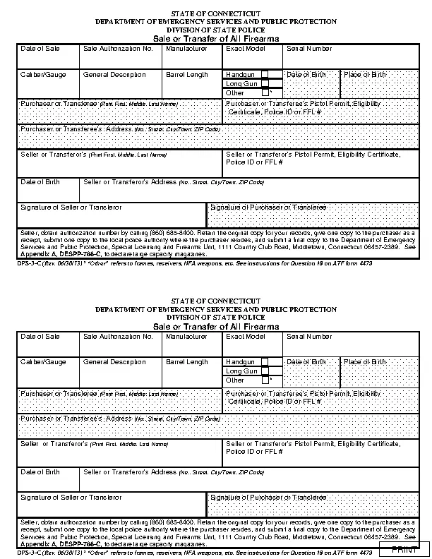 connecticut firearm bill of sale dps 3 c - PDFSimpli