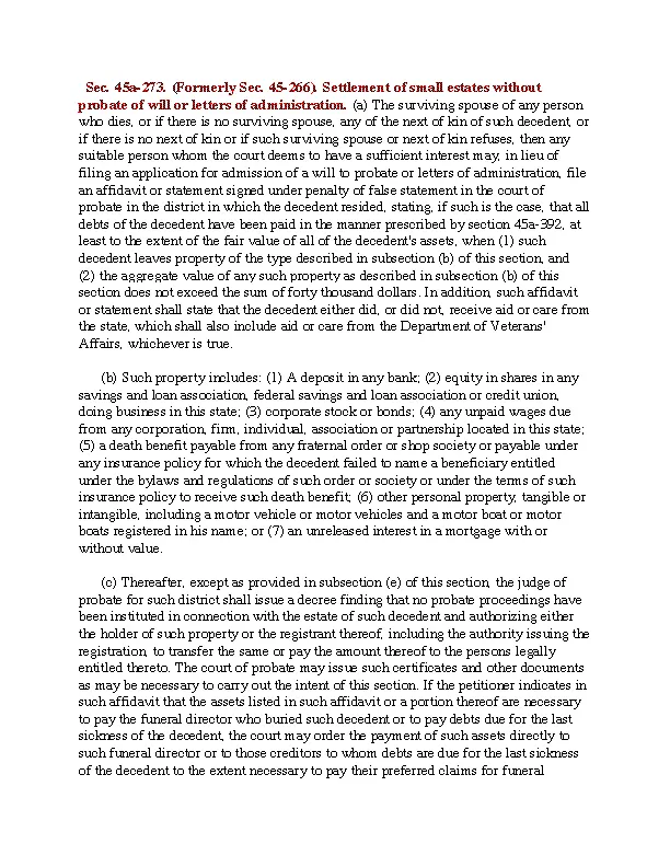 connecticut section 45a 273 - PDFSimpli