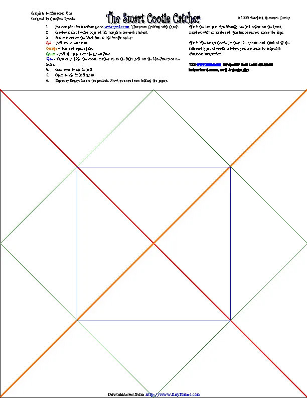 Cootie Catcher Template 2 - PDFSimpli