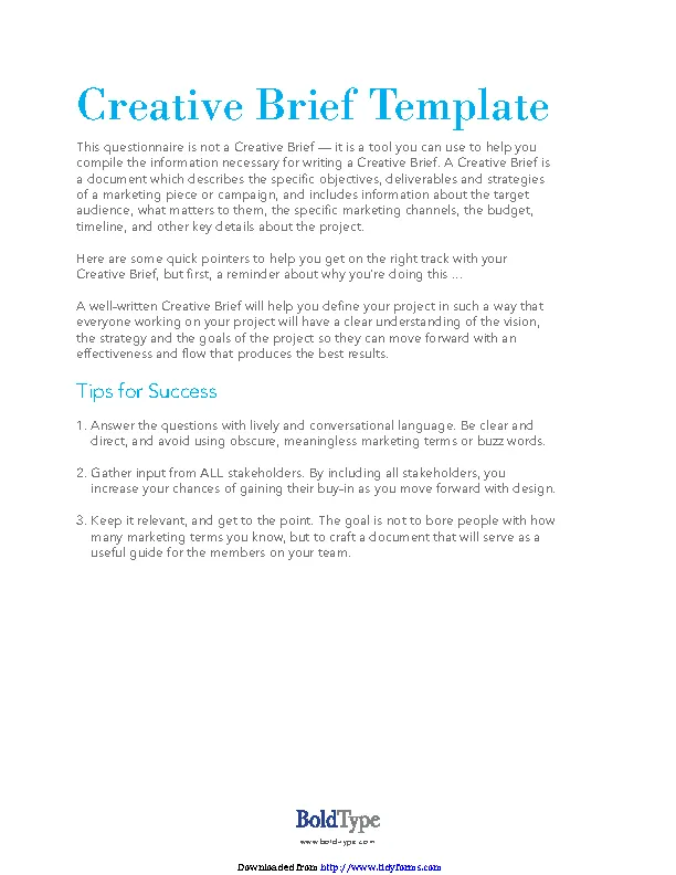 Creative Brief Template 3 - PDFSimpli