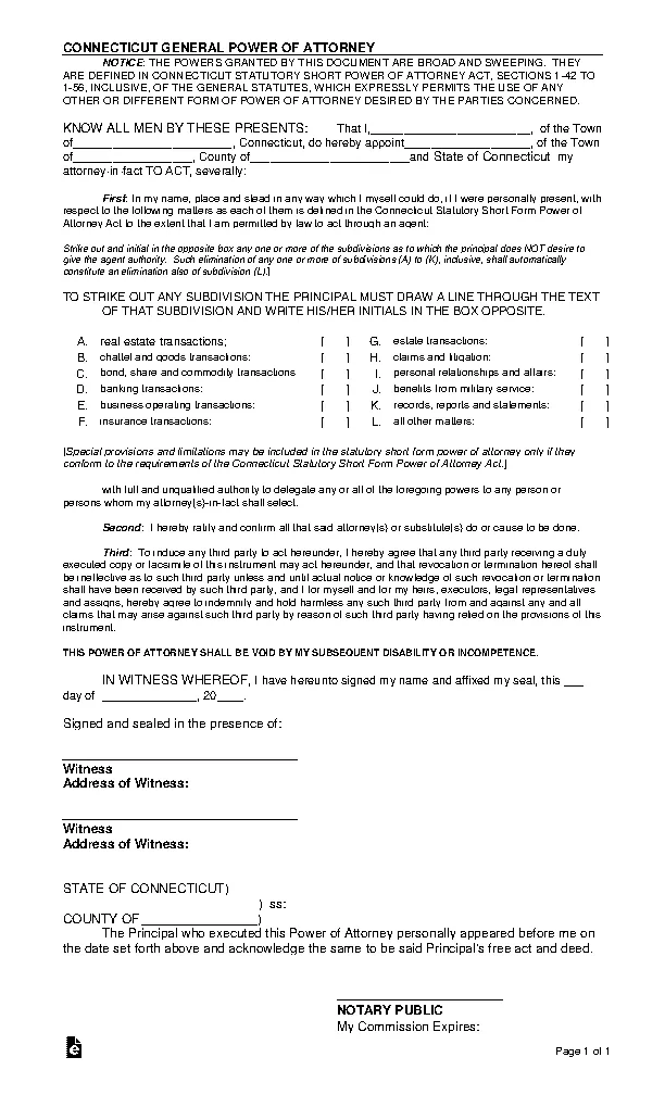 ct general power of attorney - PDFSimpli