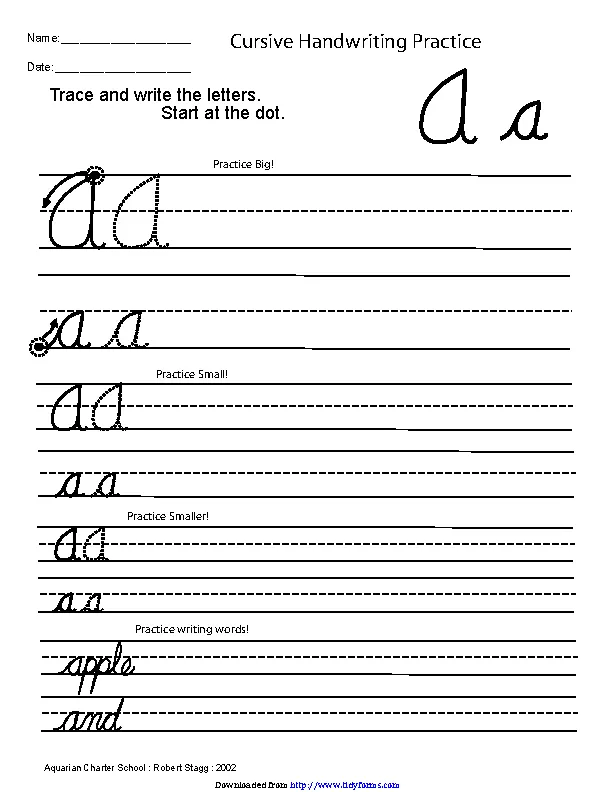 Cursive Letters Chart 1 - PDFSimpli