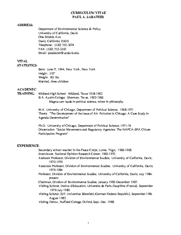 Cv For Environmental Department Student - PDFSimpli