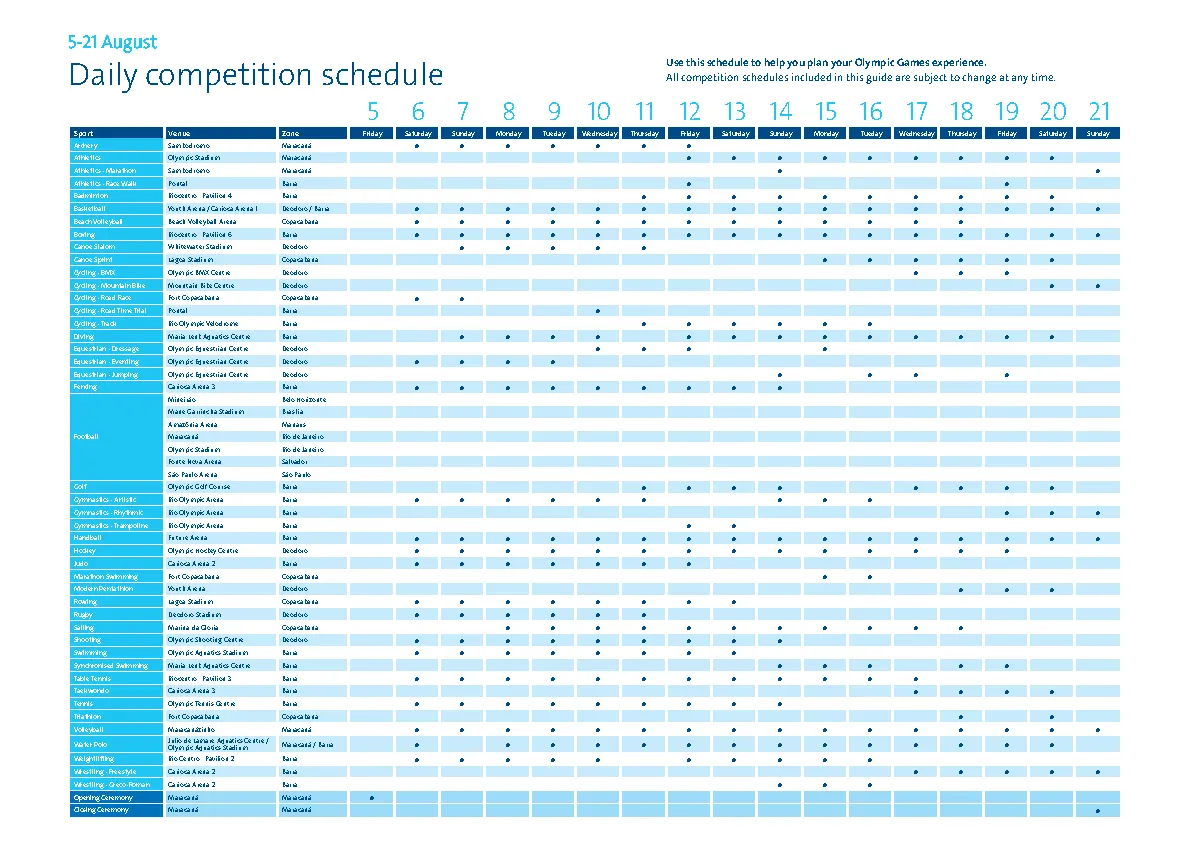 Daily Sports Competition Schedule Template - PDFSimpli