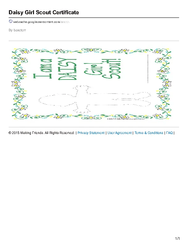 Daisy Girl Scout Certificate Template - PDFSimpli