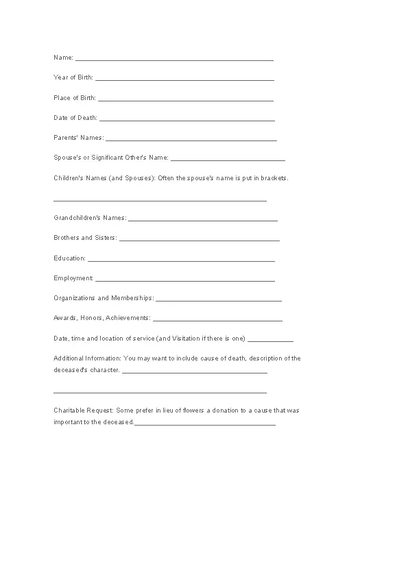 Death Notice Sample Template - PDFSimpli