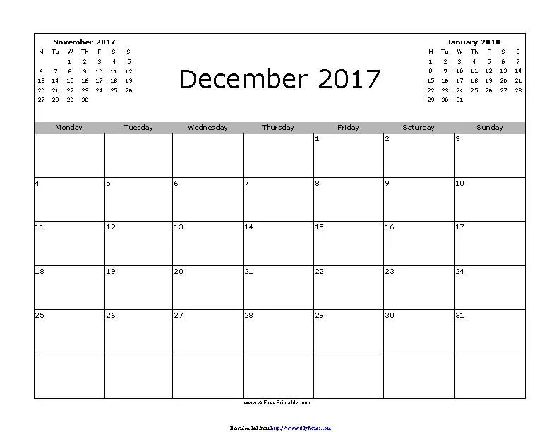 December 2017 Calendar 3 - PDFSimpli