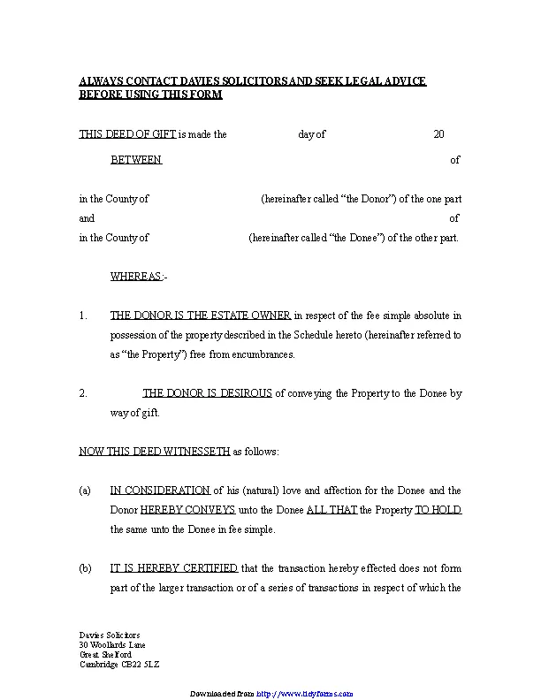 Deed Of Gift PDFSimpli Deed Of Gift PDFSimpli