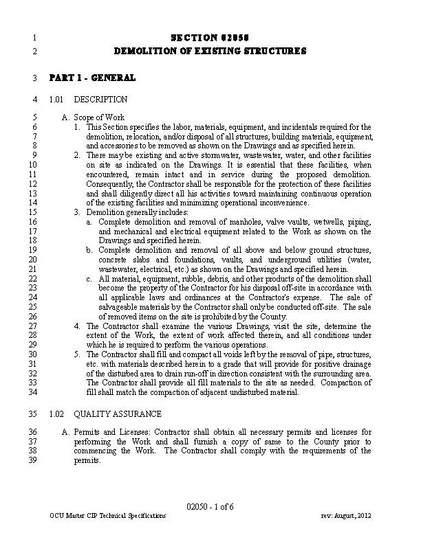 Demolition Of Existing Structures - PDFSimpli