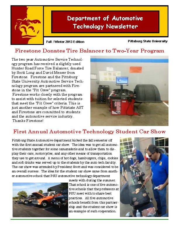 Department Of Automotive Technology Newsletter - PDFSimpli