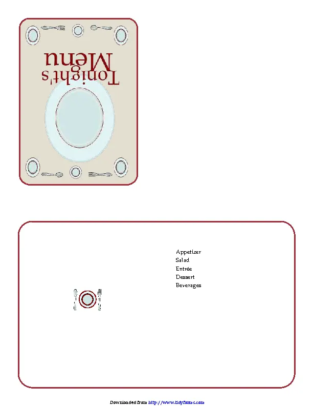Dinner Menu Quarter Fold - PDFSimpli