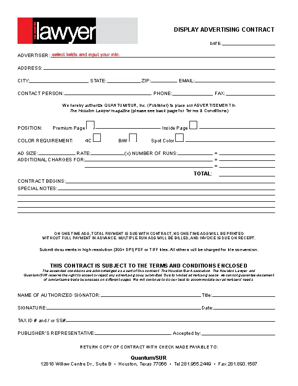 Display Advertising Contract Template - PDFSimpli