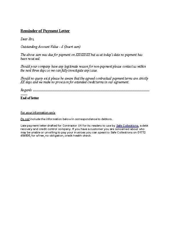 Due Payment Reminder Letter - PDFSimpli Due Payment Reminder Letter - PDFSimpli