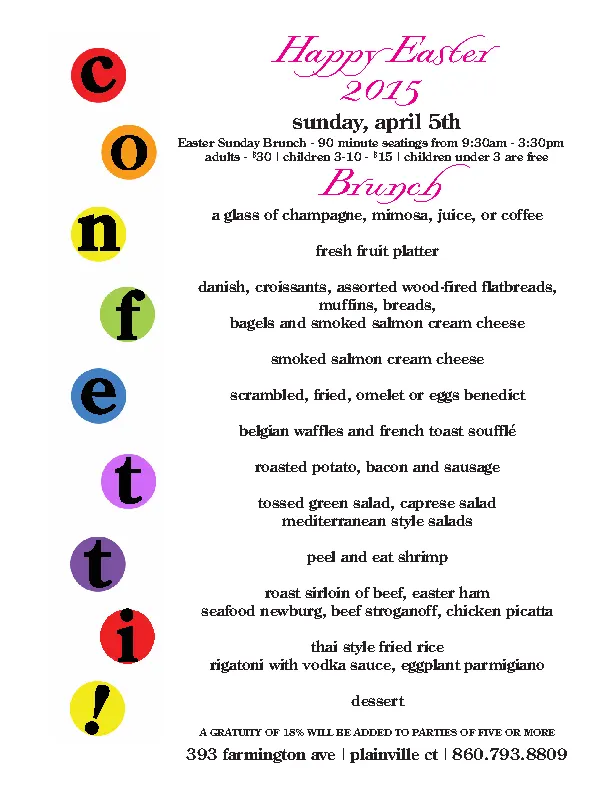 Easter Letter Size Menu - PDFSimpli
