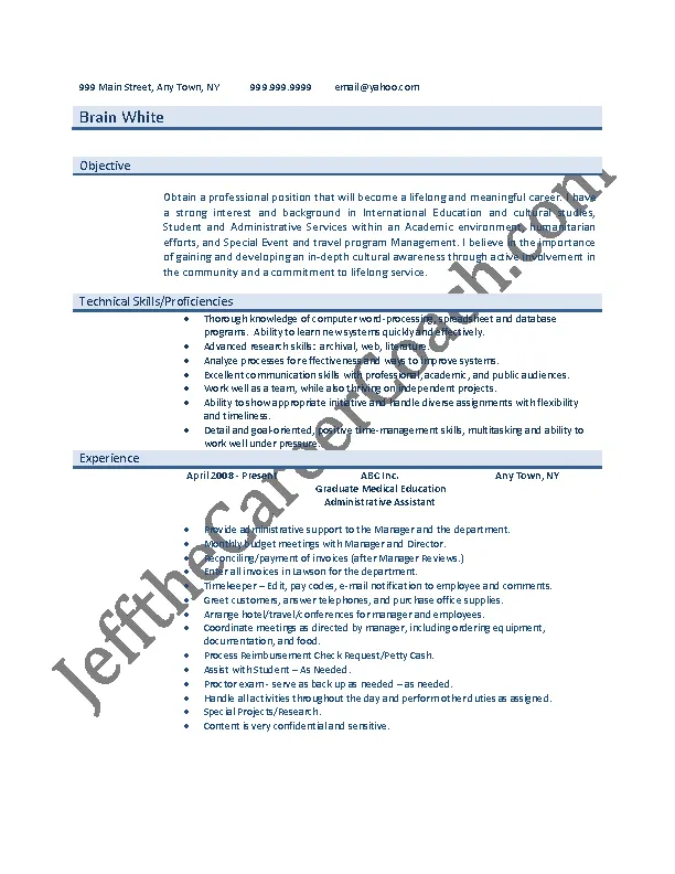 Education Administrative Assistant Sample Resume - PDFSimpli