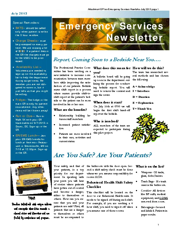 Emergency Services Newsletter - PDFSimpli