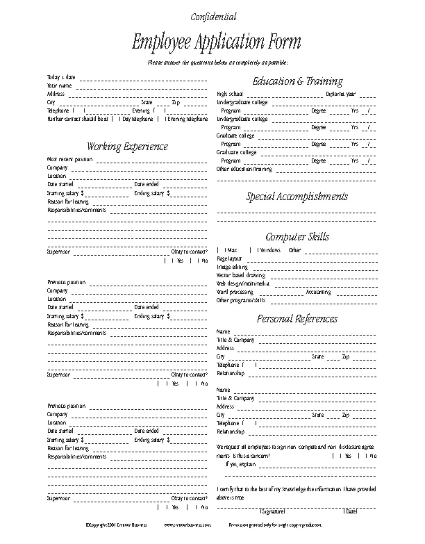 Employee Application Form 1 - PDFSimpli