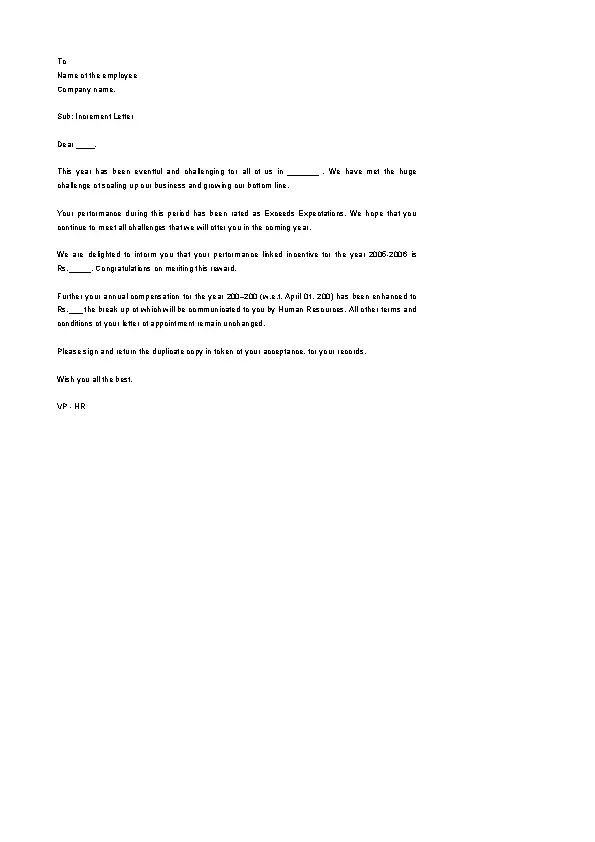 Employee Appraisal Letter From Hr Word Doc - PDFSimpli