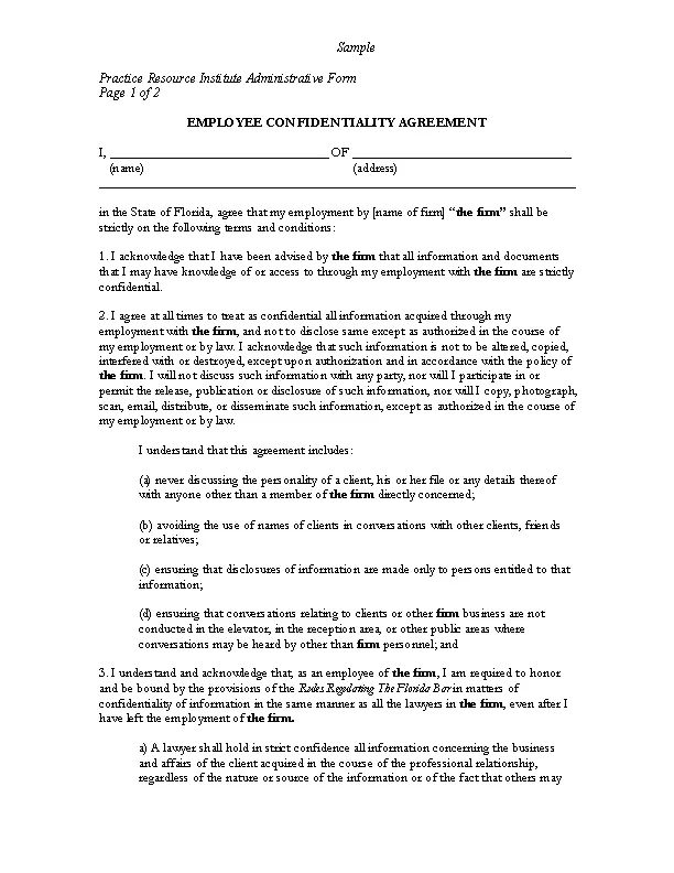 Employee Confidentiality Agreement Template - PDFSimpli