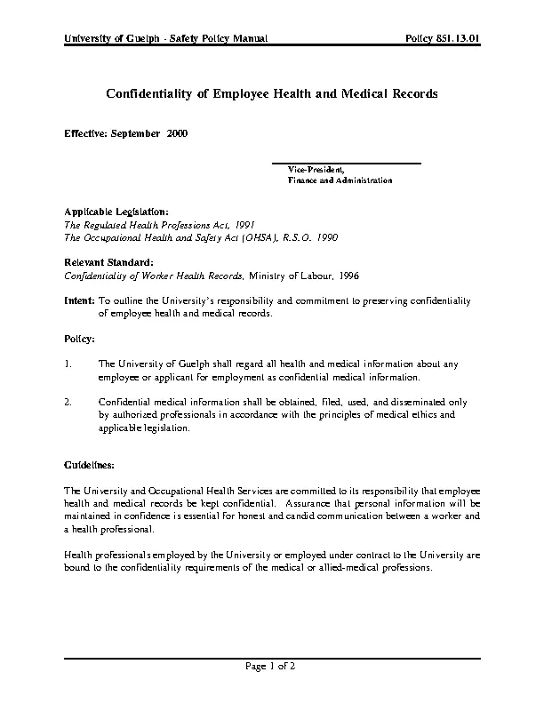 Employee Health Medical Confidentiality Agreement Example - PDFSimpli