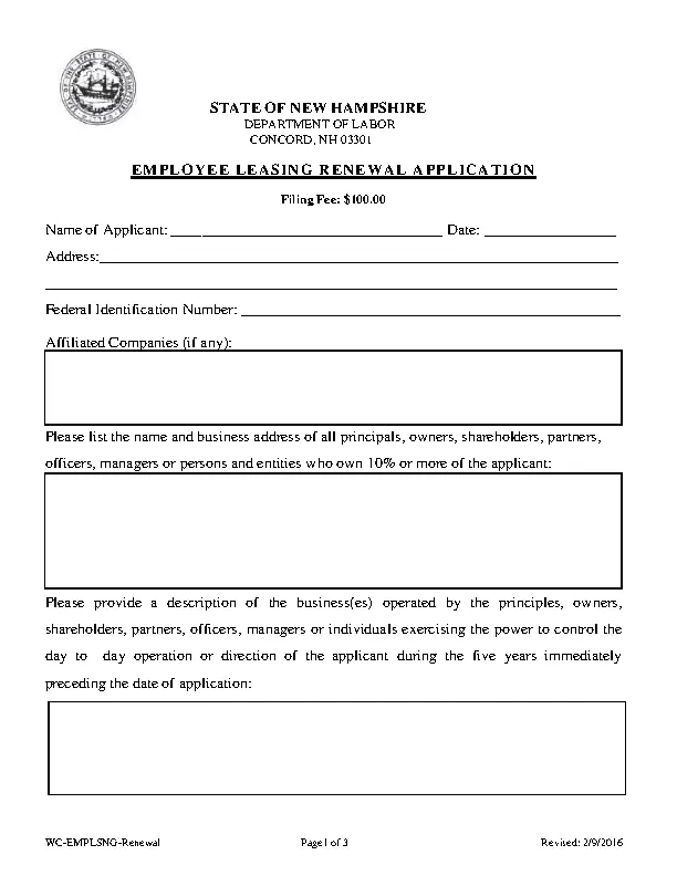 Employee Leasing Renewal Application - PDFSimpli